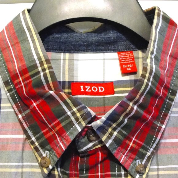 Izod | Shirts | Izod Ls Xl Fade Red Green Yellow Blue White | Poshmark